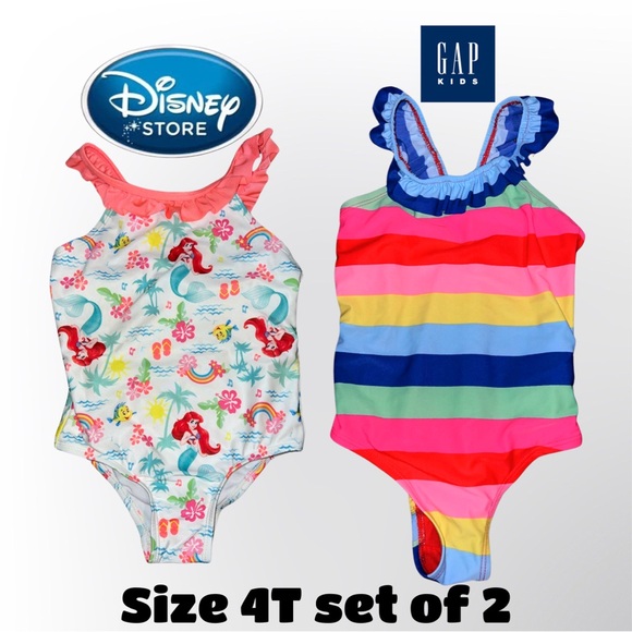 Swim | Gap Kids Rainbow Disney Princess Little Mermaid Ariel Swimsuit Set In 4t Euc | Poshmark